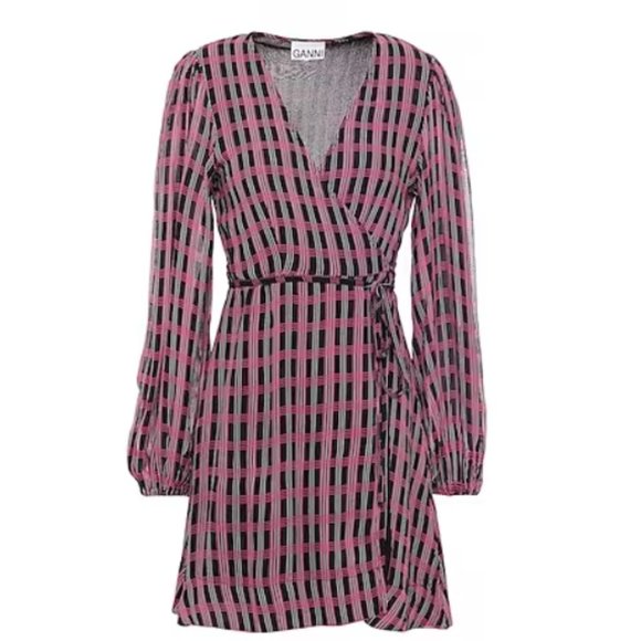 Ganni | Dresses | New Ganni Short Dress In Blackpink Size Fr 32 Us 679 ...